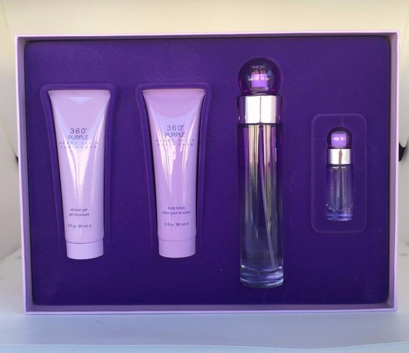 Gift/set 360 Purple Perfume By Perry Ellis 4pcs. 3.4 Fl Perfume By ...